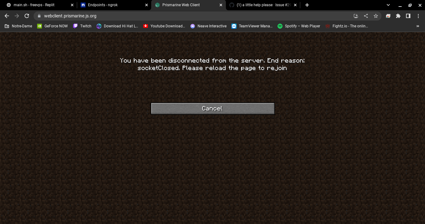 Can’t connect to flying-squid server · Issue #299 · PrismarineJS/prismarine-web-client · GitHub
