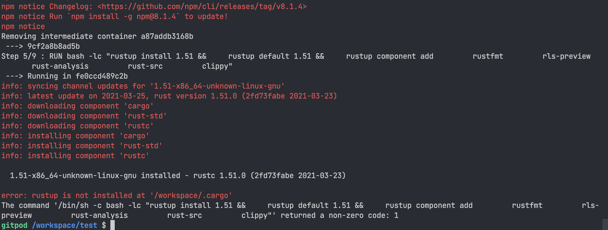 [image-builder-mk3] Image build fails because of /workspace not being persisted between steps ...