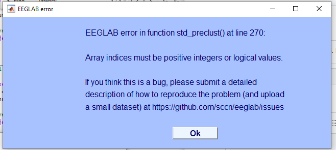 EEGLAB error in function std_preclust() line 270 · Issue #465 · sccn/eeglab · GitHub