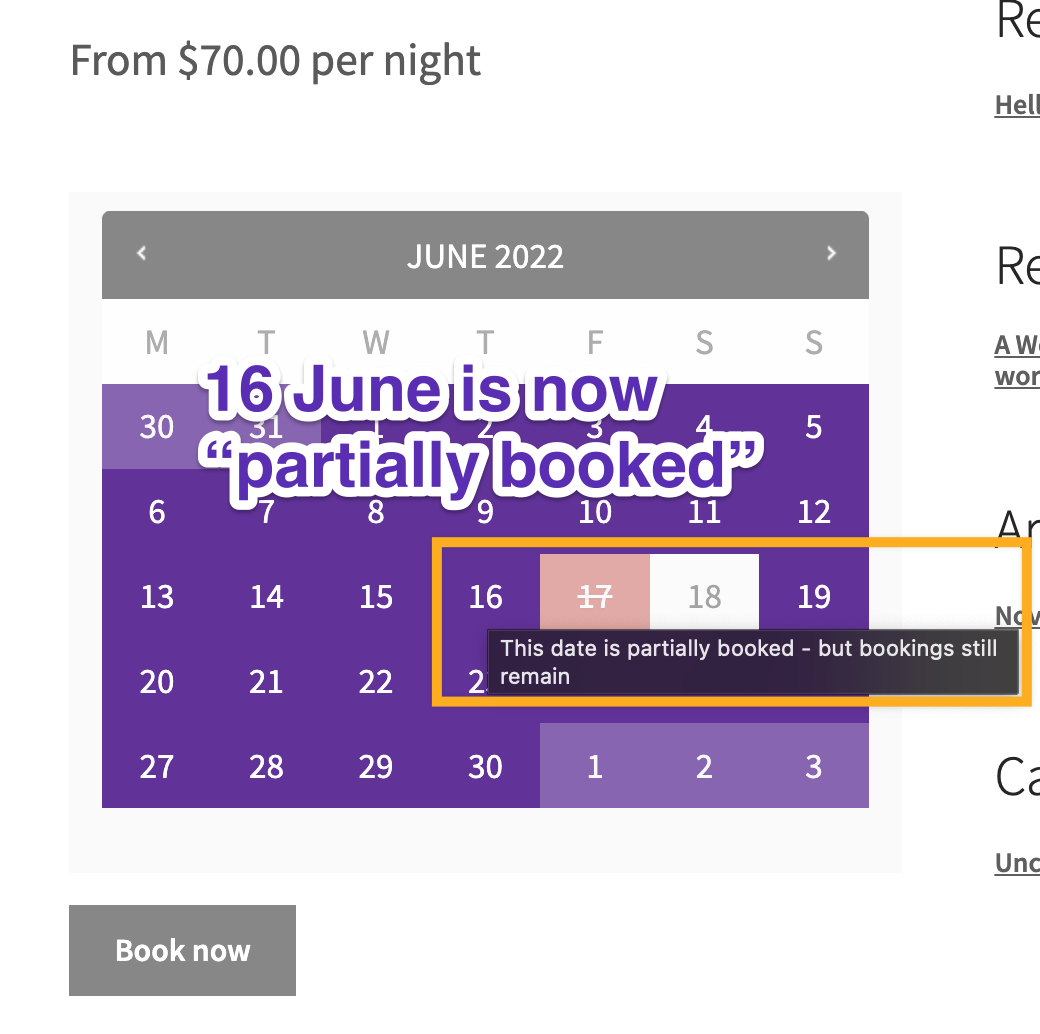 Fully booked days show as partially booked - Day after booking shows ...