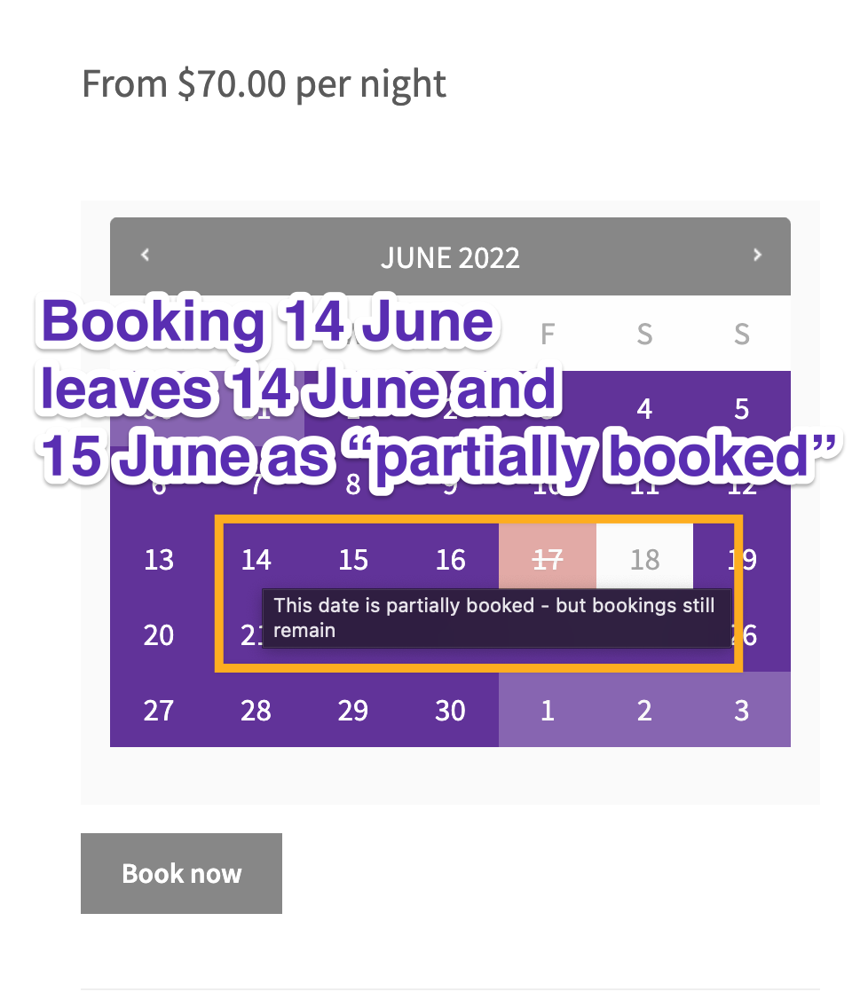 Fully booked days show as partially booked - Day after booking shows ...