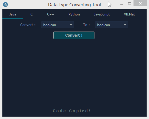 GitHub - c0delust/Data-Type-Converting-Tool: Convert Data type of ...