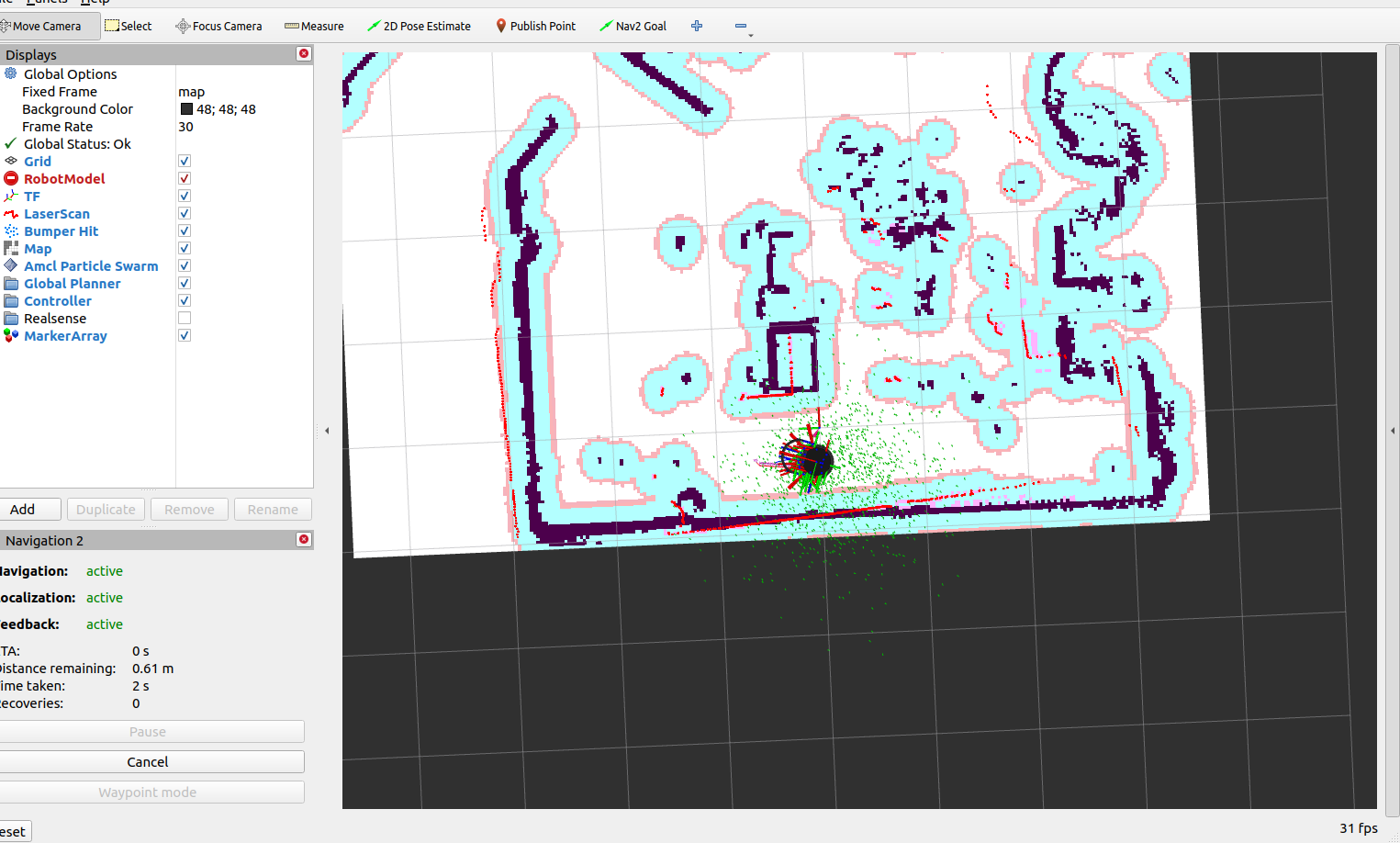 Navigation with rviz on already mapped room doesn't work properly ...