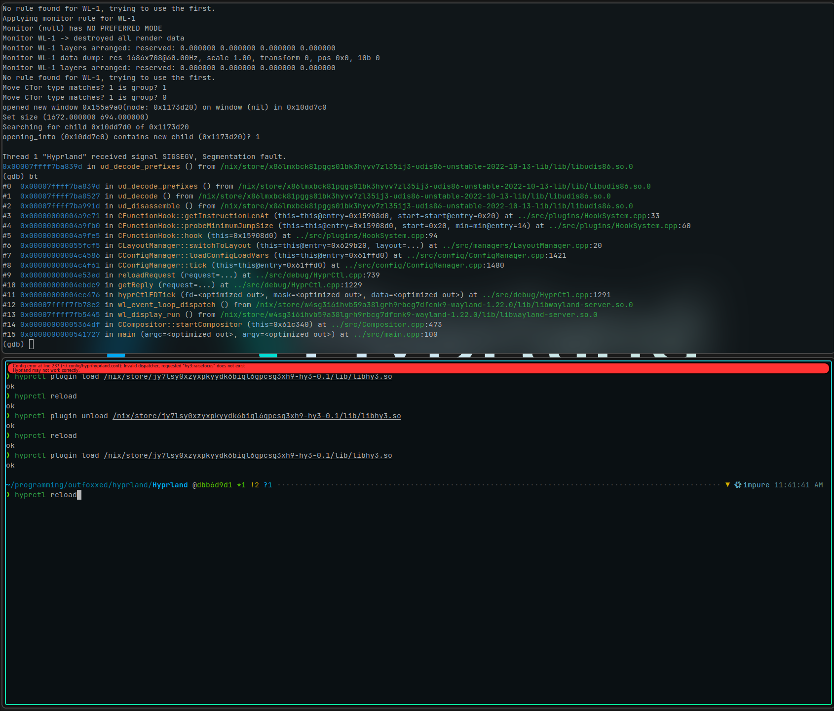 Unloading and reloading a plugin with a function hook segfaults · Issue #2178 · hyprwm/Hyprland ...