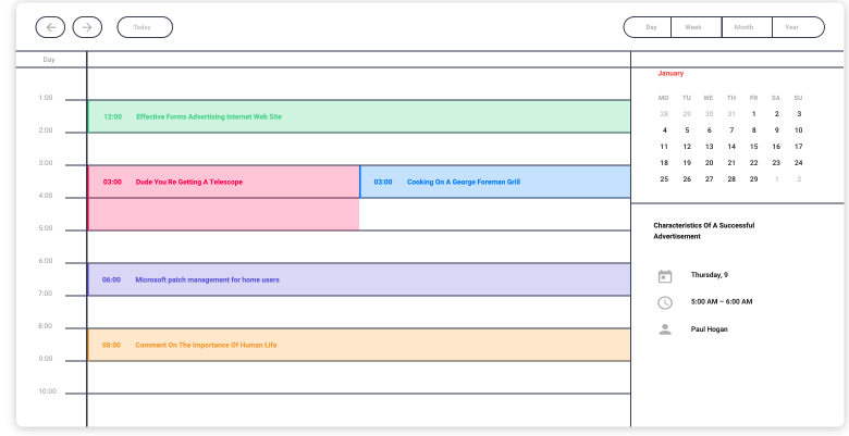 making the current months whole calendar view show in a side panel when ...