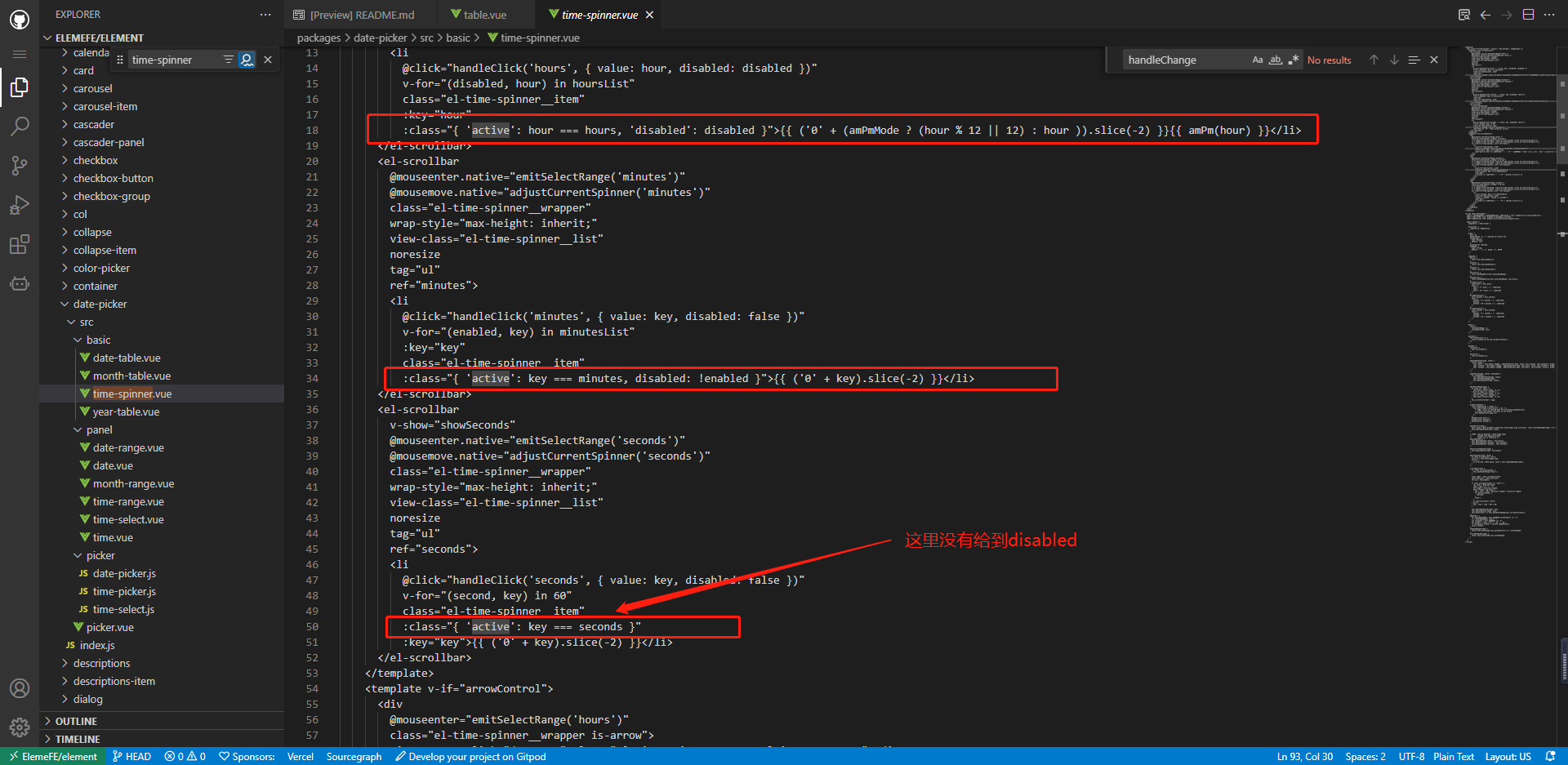 [Bug Report] el-time-picker 在秒级禁用的情况下没有添加禁用样式 · Issue #22606 · ElemeFE/element · GitHub