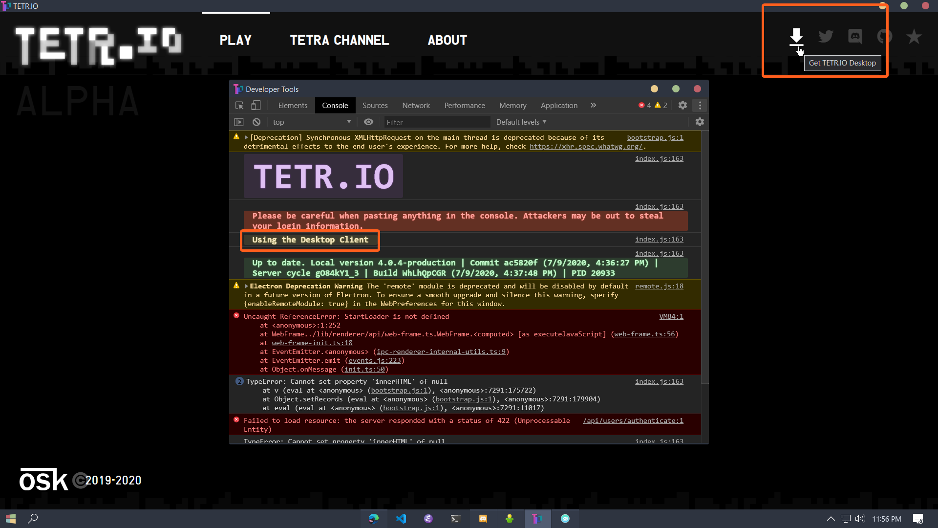 Remove "Get TETR.IO Desktop" when in Desktop app · Issue #420 · tetrio/issues · GitHub