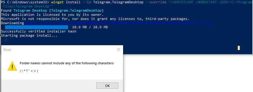 Alternate install location returns error · Issue #16613 · telegramdesktop/tdesktop · GitHub
