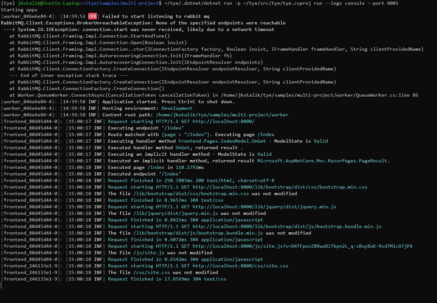 Tye run has issues with logs · Issue #120 · dotnet/tye · GitHub