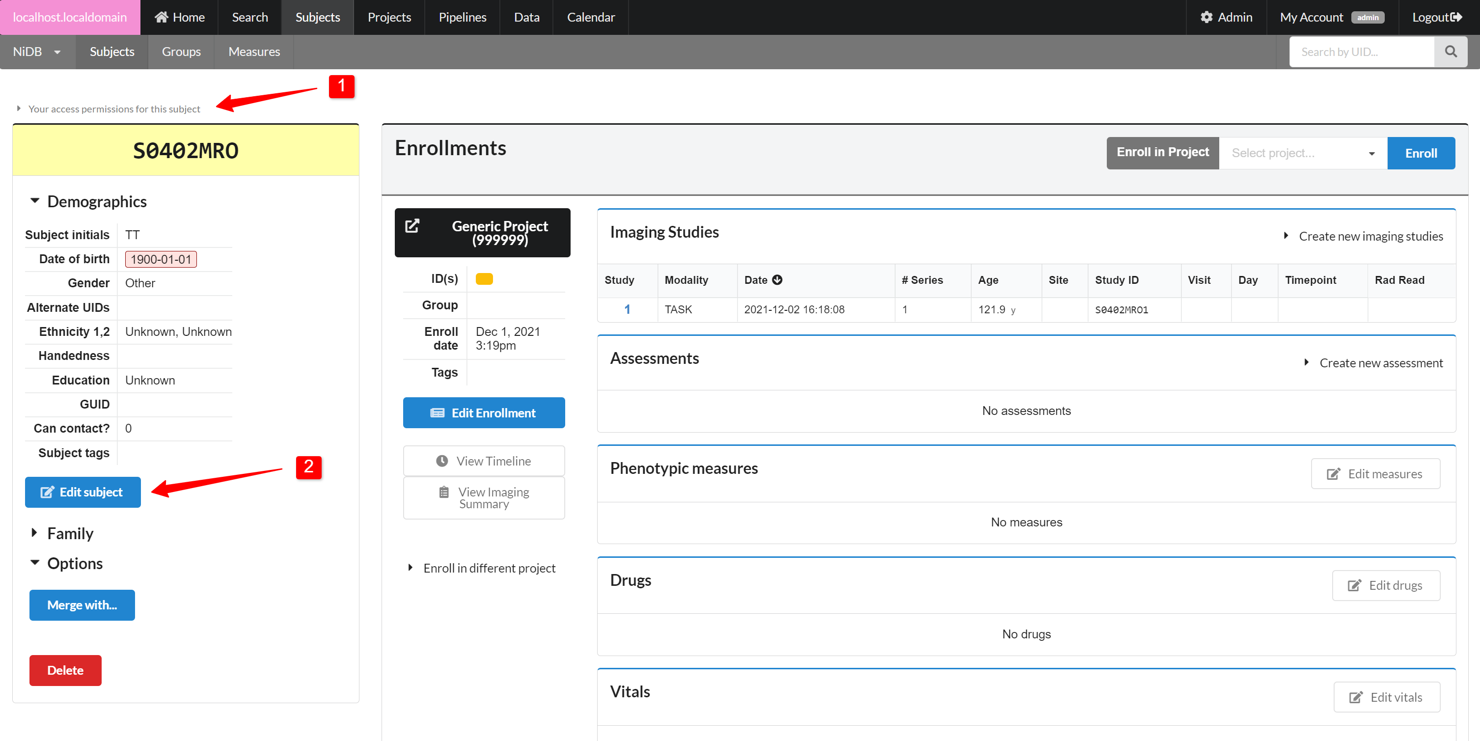 Managing data - NiDB Documentation