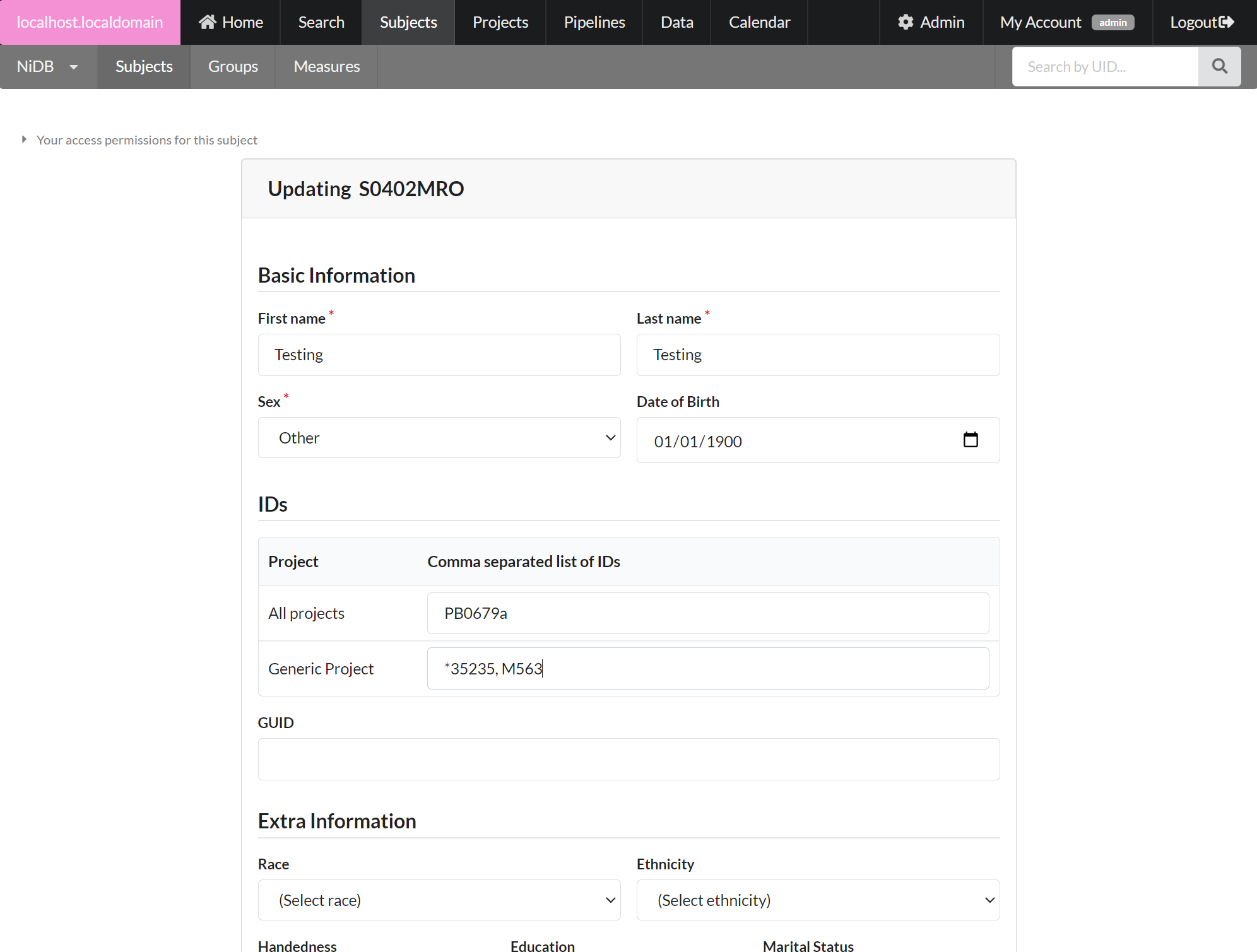 Managing data - NiDB Documentation