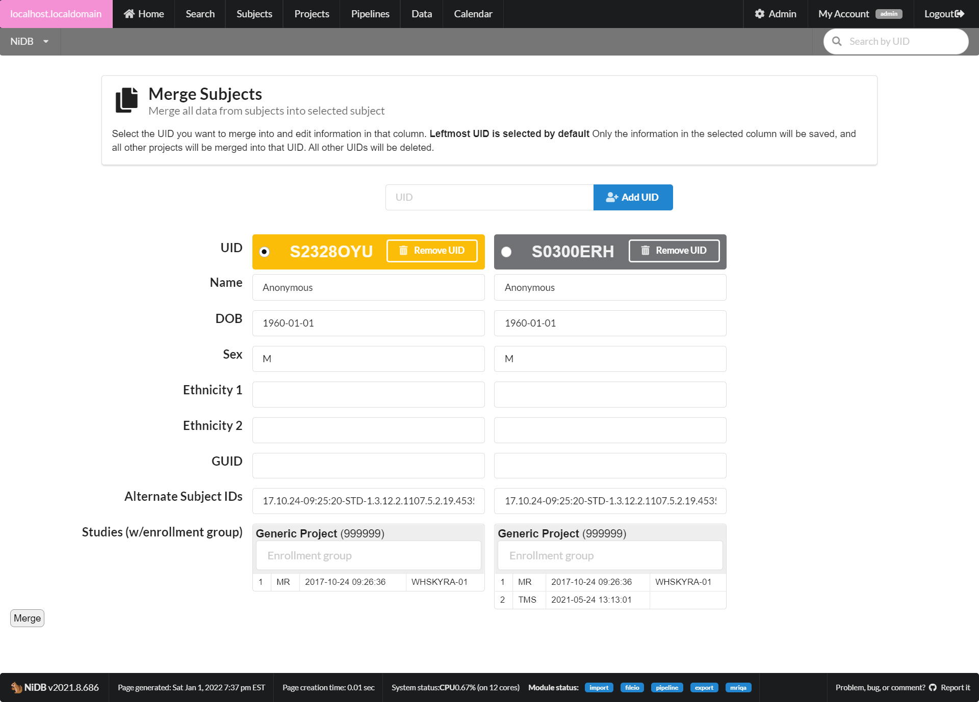 Managing data - NiDB Documentation