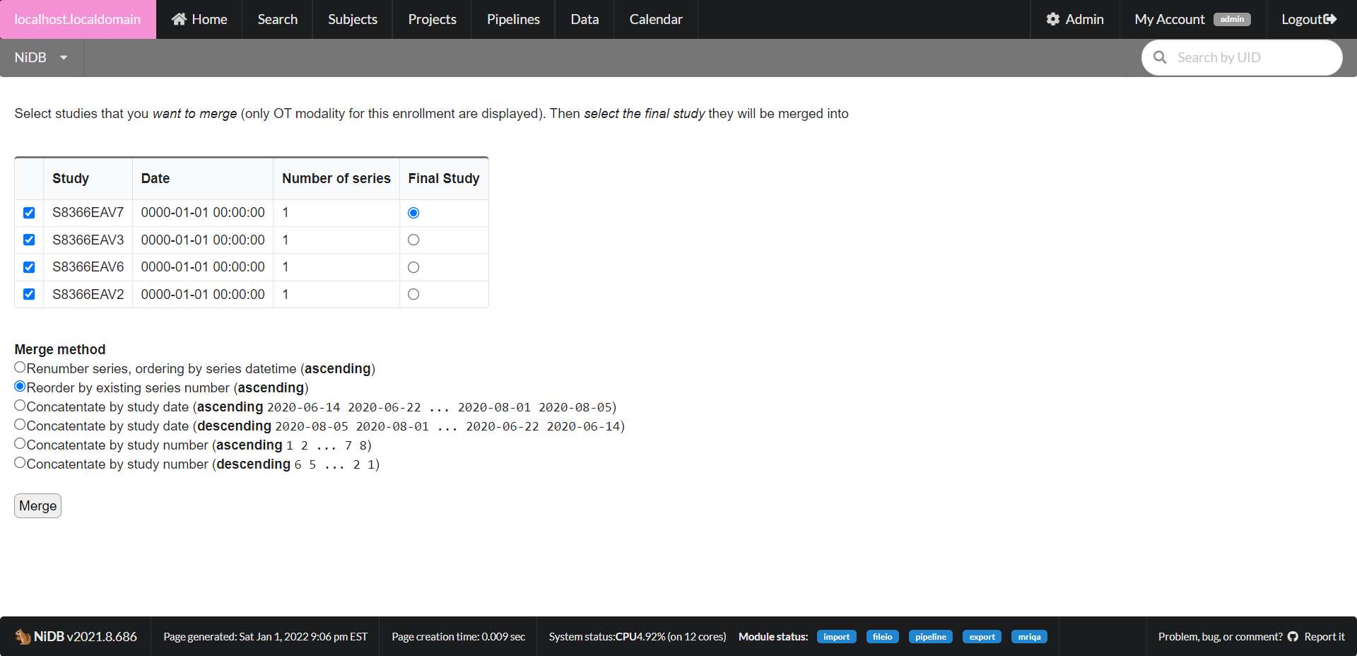 Managing data - NiDB Documentation