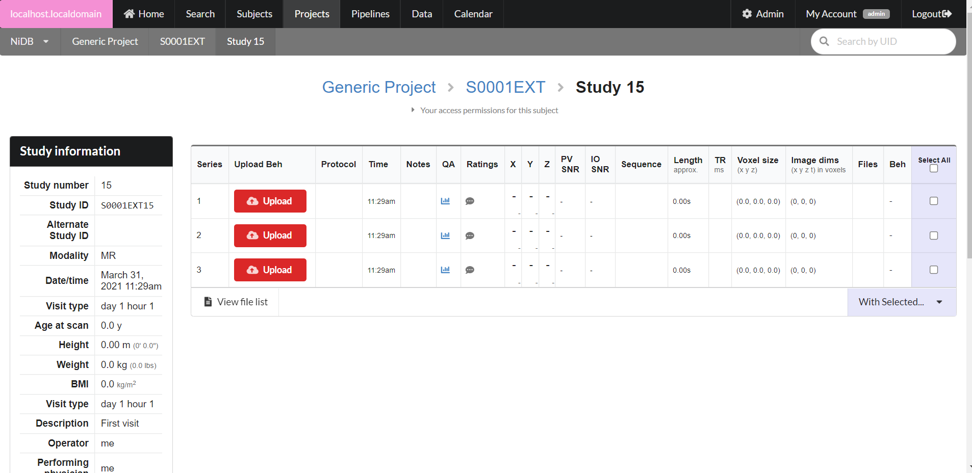 Managing data - NiDB Documentation