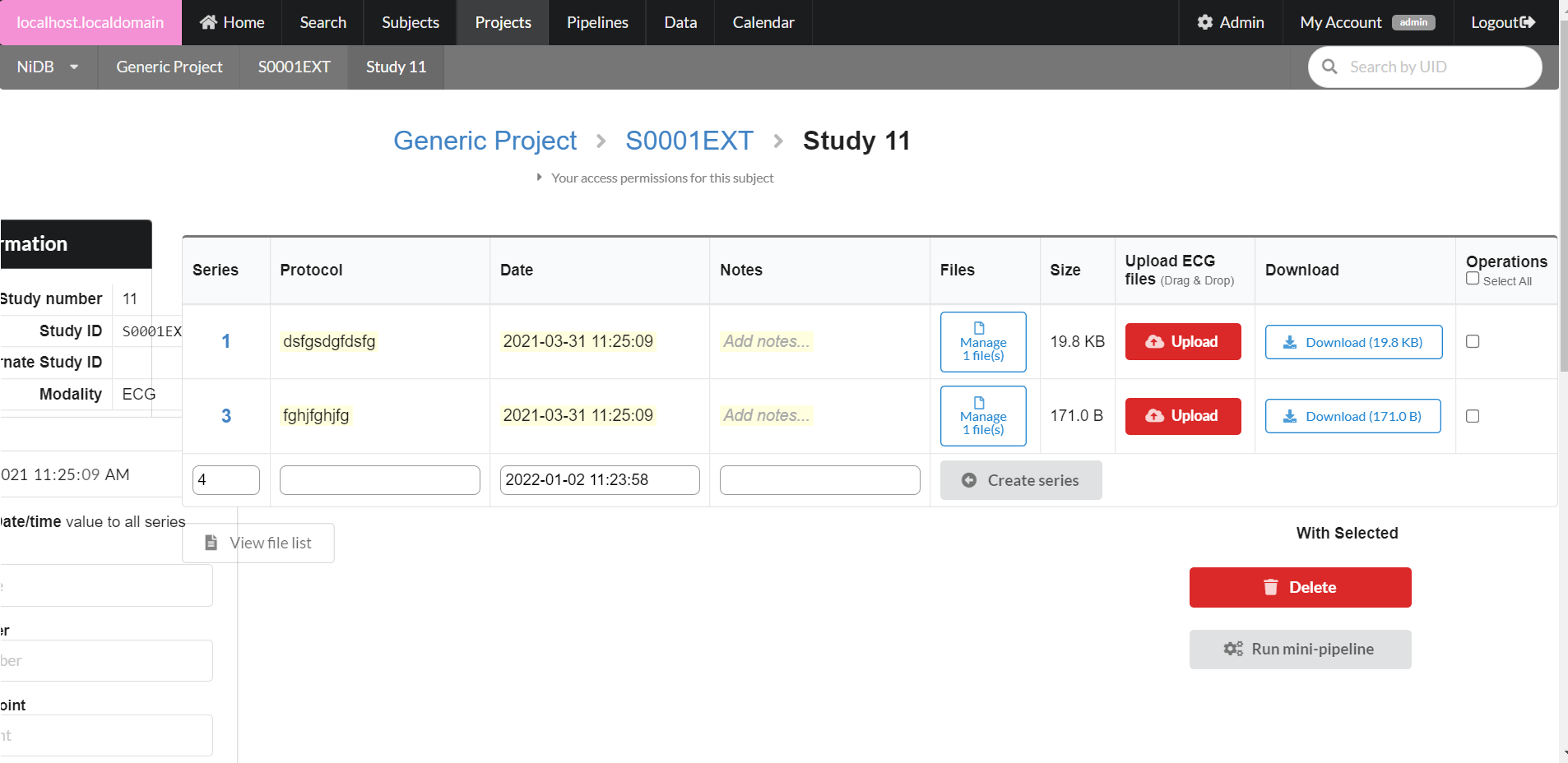 Managing data - NiDB Documentation