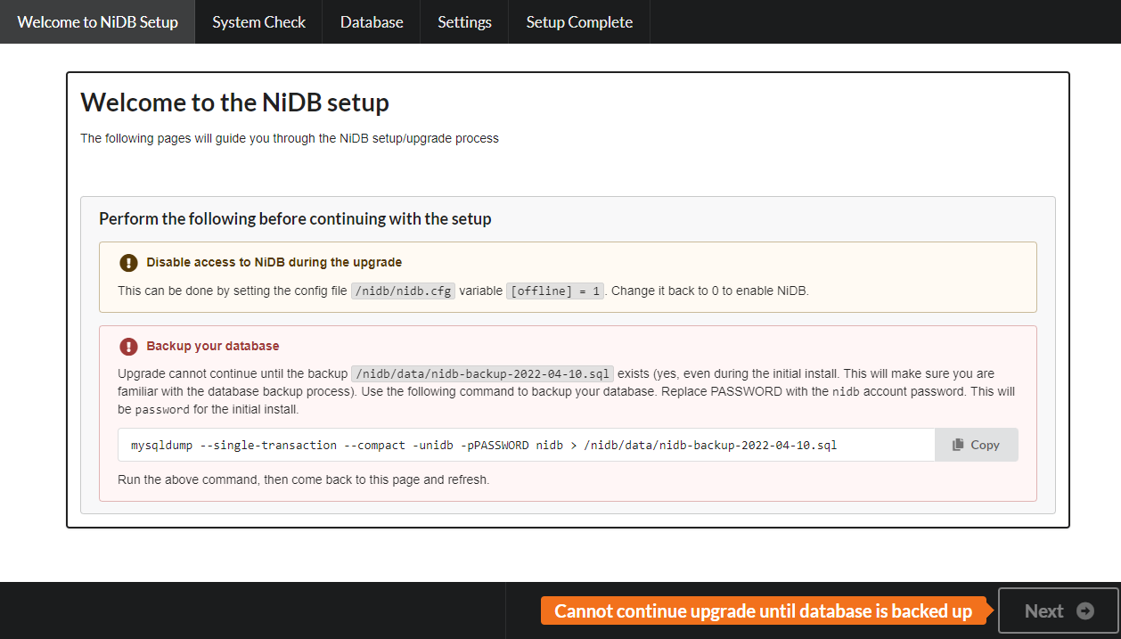 Installation - NiDB Documentation