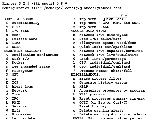 Reorganize help screen · Issue #2037 · nicolargo/glances · GitHub