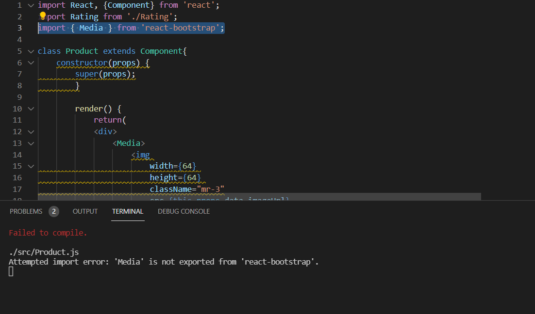 Product.js {Media} export from Bootstrap failed · Issue #1 · greglim81/react-chapter4 · GitHub