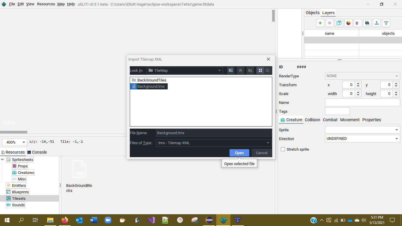 Importing TileMap and Sprites Issues · Issue #401 · gurkenlabs ...