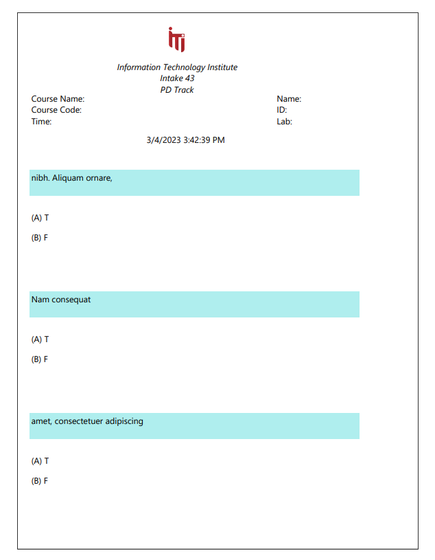 GitHub - sohailaalhakim/Examination-System: ITI Examination Database System