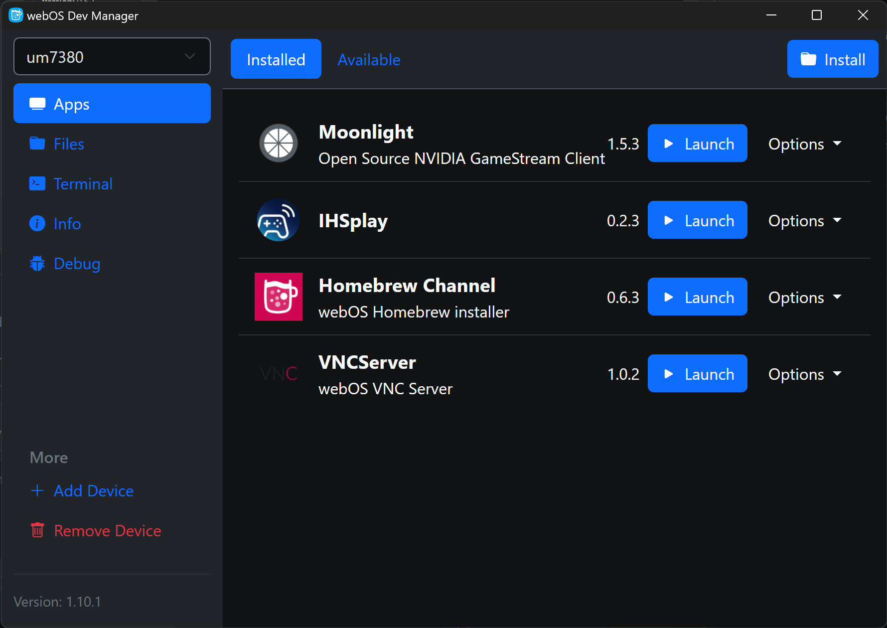 webOS Device Manager Version · Issue #88 · webosbrew/dev-manager-desktop · GitHub