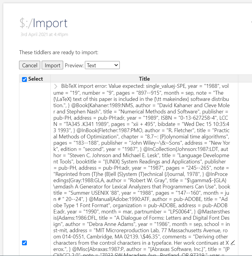 [BUG] TW on Node.JS does not keep the changes after bibtex importer error · Issue #5581 ...