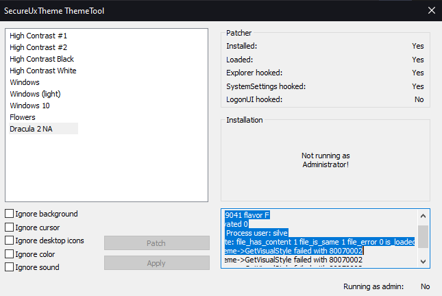 Won't let me apply theme · Issue #54 · namazso/SecureUxTheme · GitHub