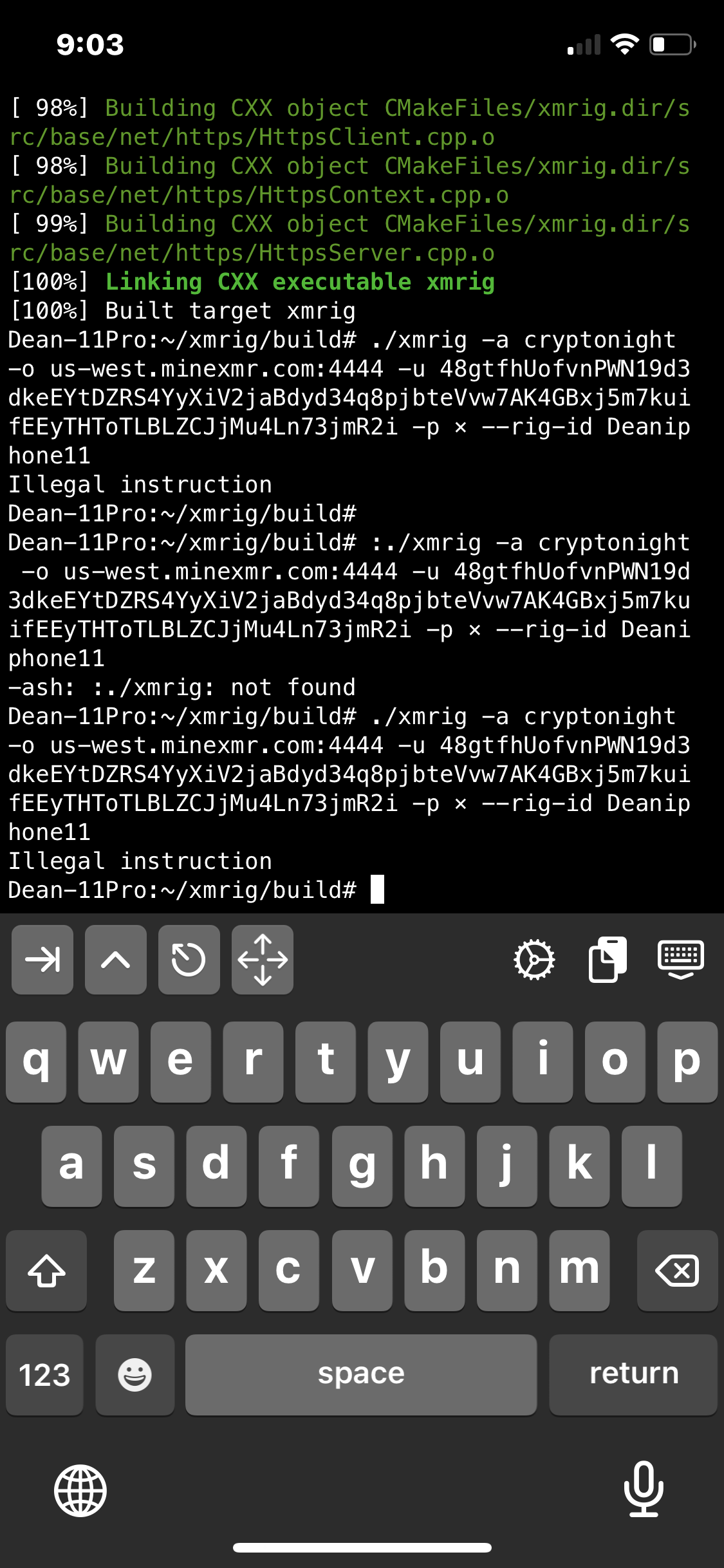 Xmrig on iSH Shell (iOS ) it’s posible? · Issue #2308 · xmrig/xmrig · GitHub