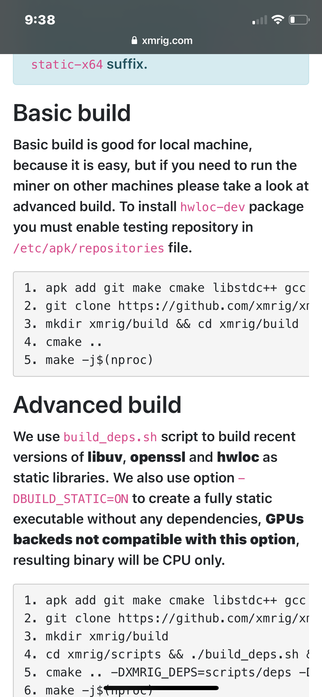 Xmrig on iSH Shell (iOS ) it’s posible? · Issue #2308 · xmrig/xmrig · GitHub