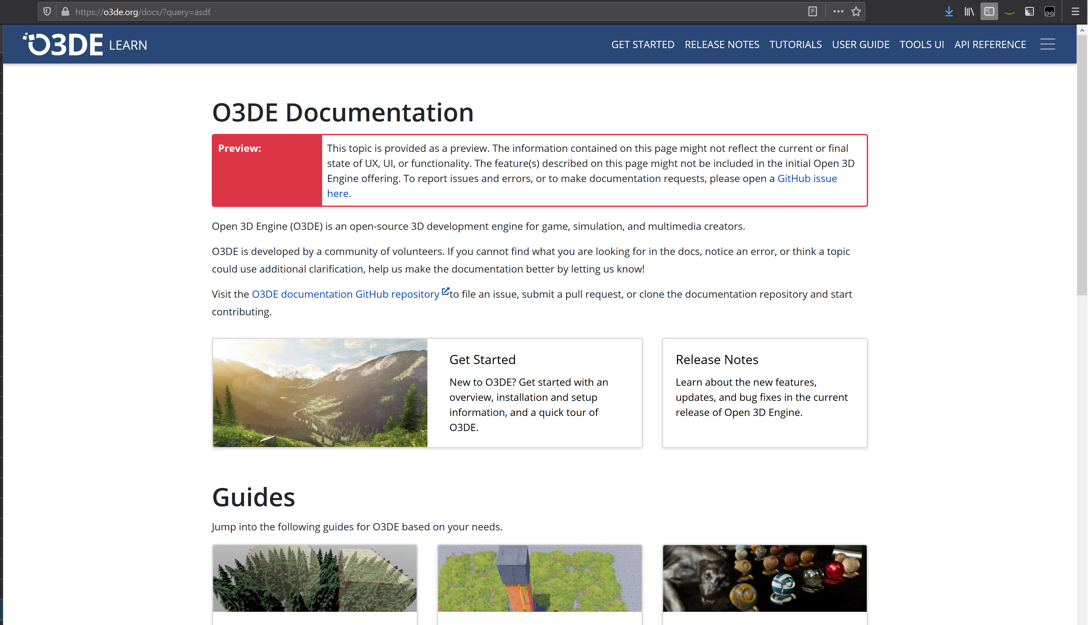 O3DE website does not handle search queries created by Editor · Issue #2668 · o3de/o3de · GitHub