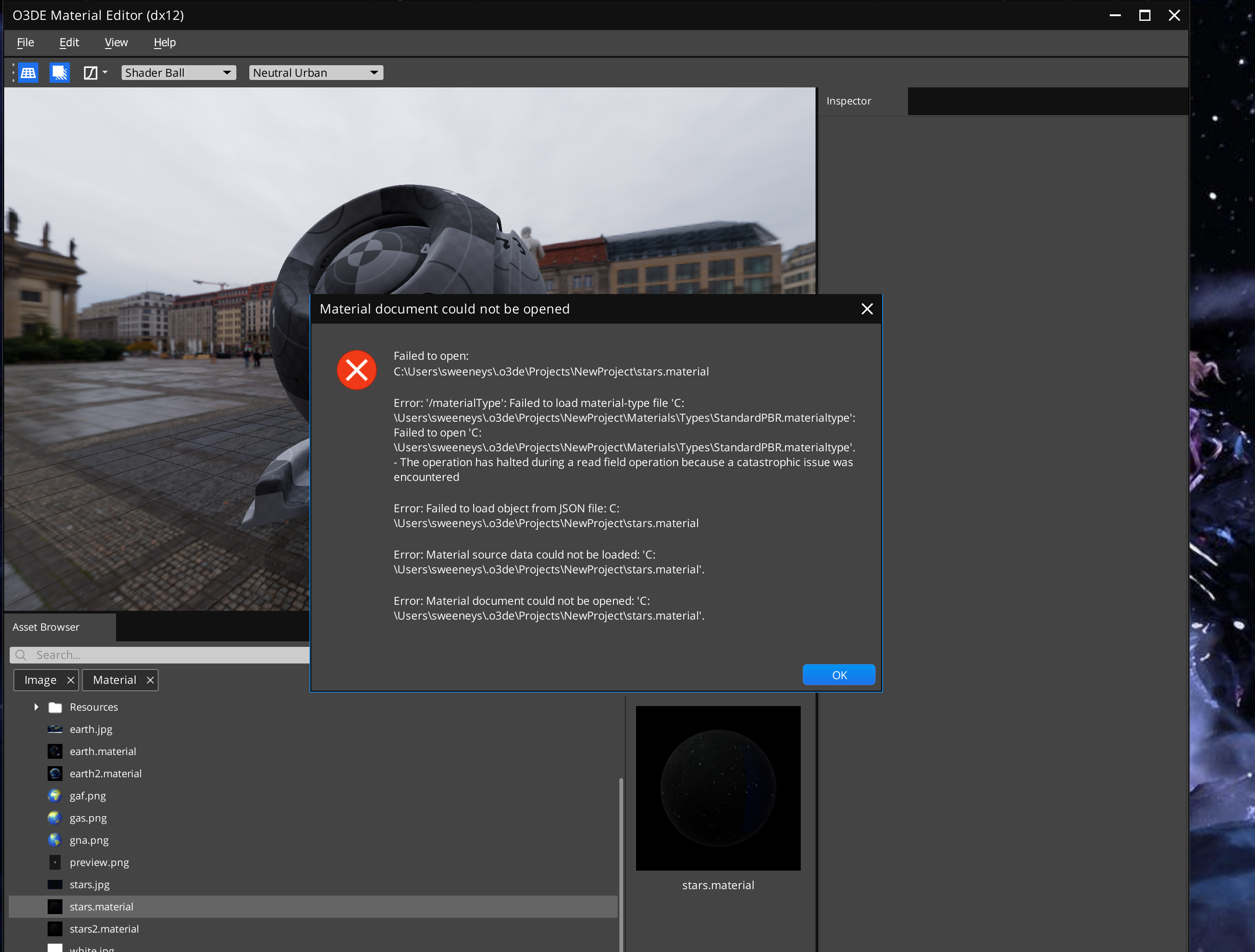 Material Editor unable to load material outside of O3DE engine root · Issue #2672 · o3de/o3de ...