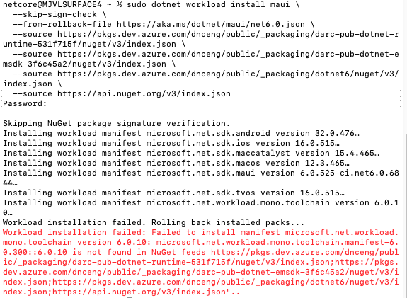 Fail To Install Maui From Main Branch With Error Failed To Install Manifest