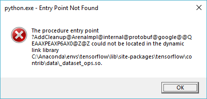 Entry point not found error reported when calling tf.contrib.rnn.BasicRNNCell · Issue #20954 ...