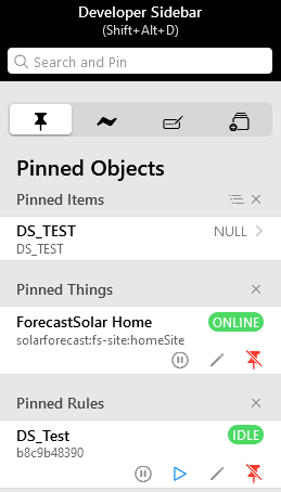 OH4.1.0M2: Developer Sidebar edit and unpin icon missing on pinned items · Issue #2133 · openhab ...