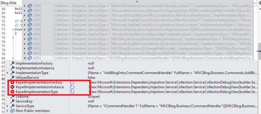 [dotnet-sdk-8.0.100-preview.7.23364.32] MVCBlog is crashed with exception "Unable to resolve ...