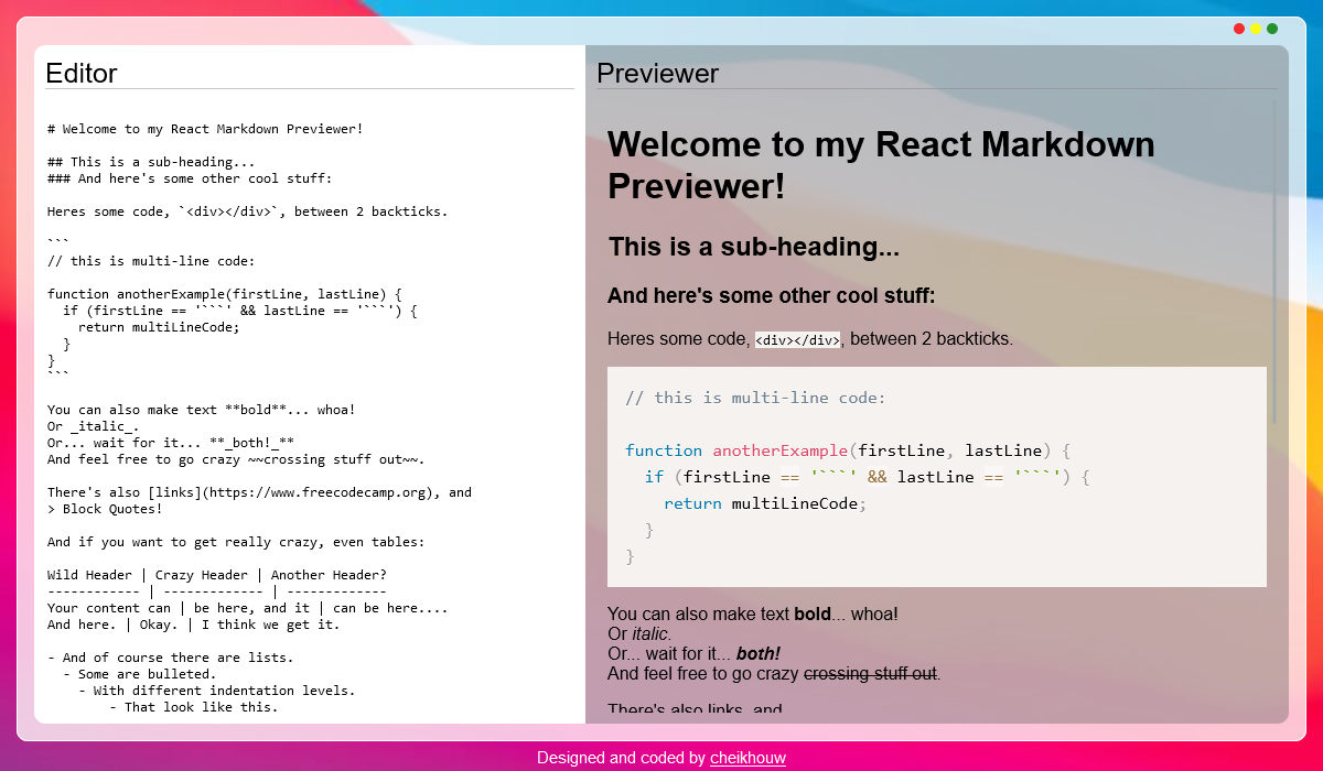 GitHub - CkhGueye/ReactMarkdownPreviewer