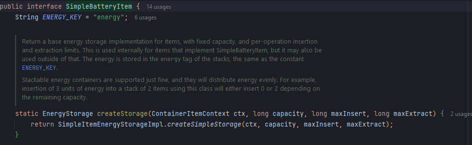 getEnergyCapacity is not stack aware in SimpleBatteryItem · Issue #21 · TechReborn/Energy · GitHub