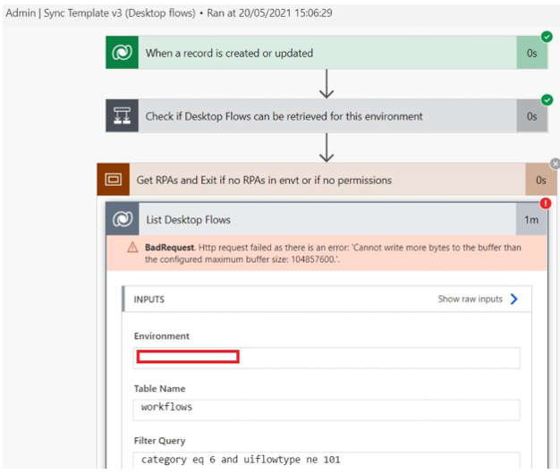CoE Components Desktop Flows Sync Hitting Dataverse TDS Result Set CoE Components Desktop Flows Sync Hitting Dataverse TDS Result Set