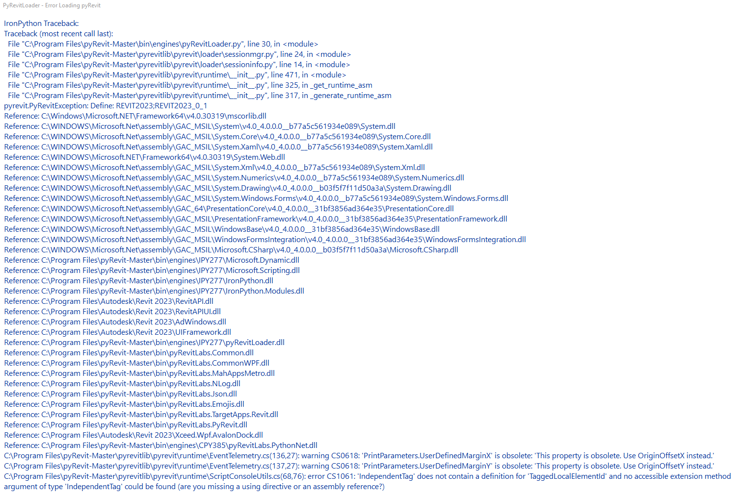PyRevit Load Error · Issue #1590 · pyrevitlabs/pyRevit · GitHub PyRevit Load Error · Issue #1590 · pyrevitlabs/pyRevit · GitHub