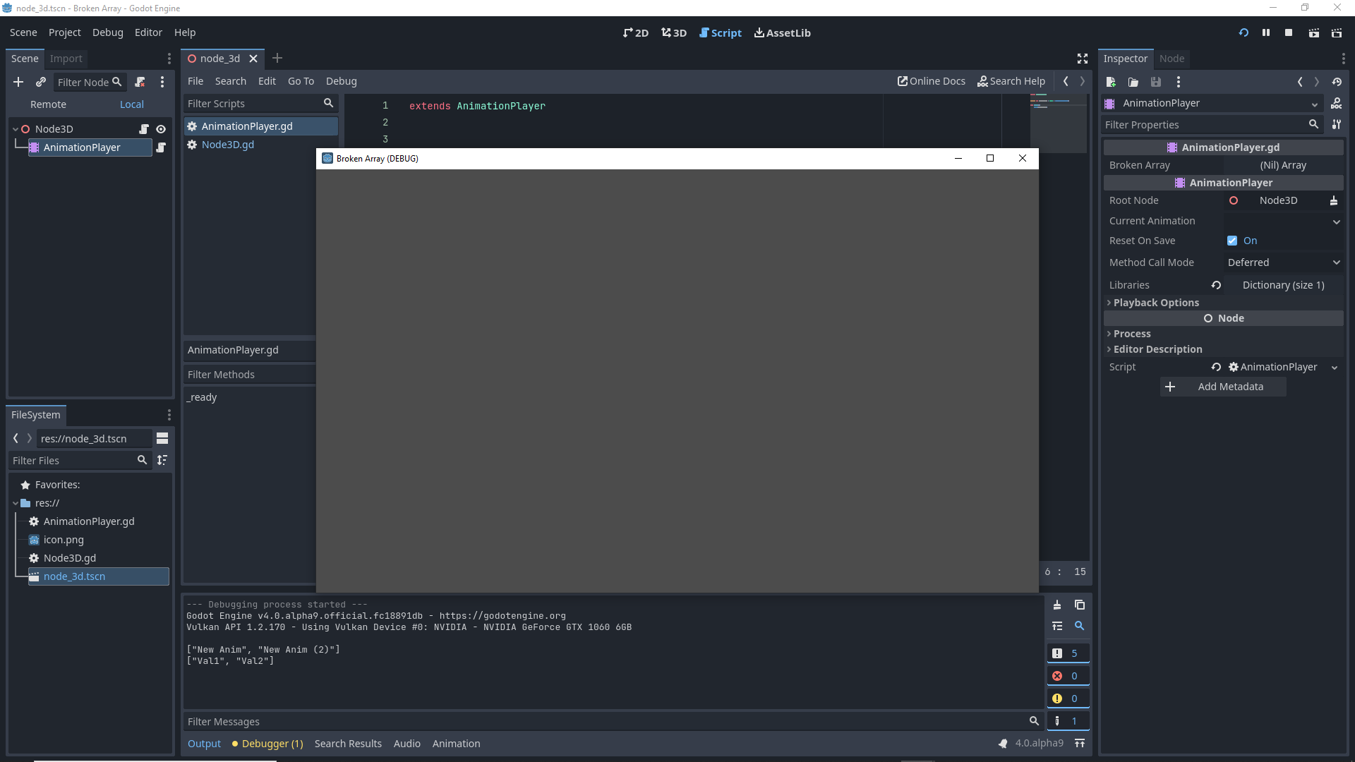 Exported Arrays and Dictionaries are displayed as `null` in the editor, regardless of their ...
