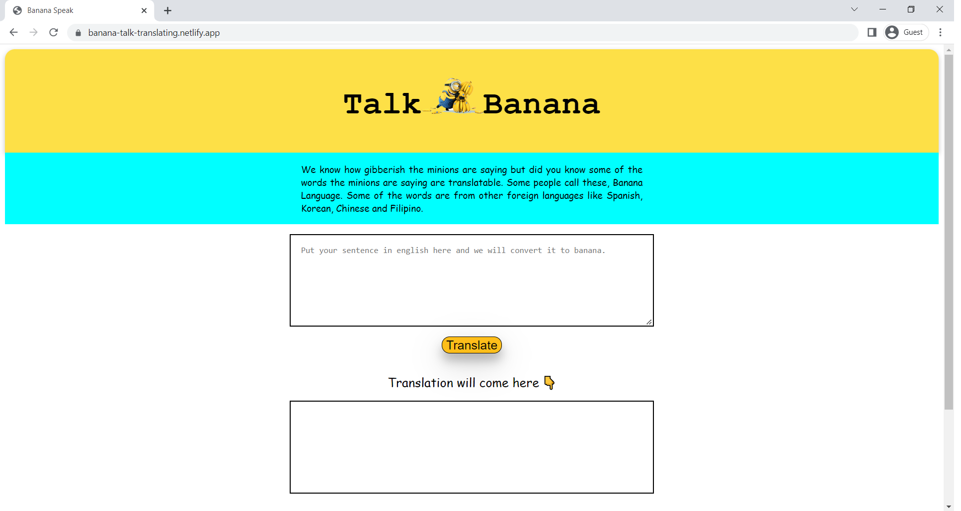 GitHub - santoshinij7/Banana-talk: Fun Translator APP