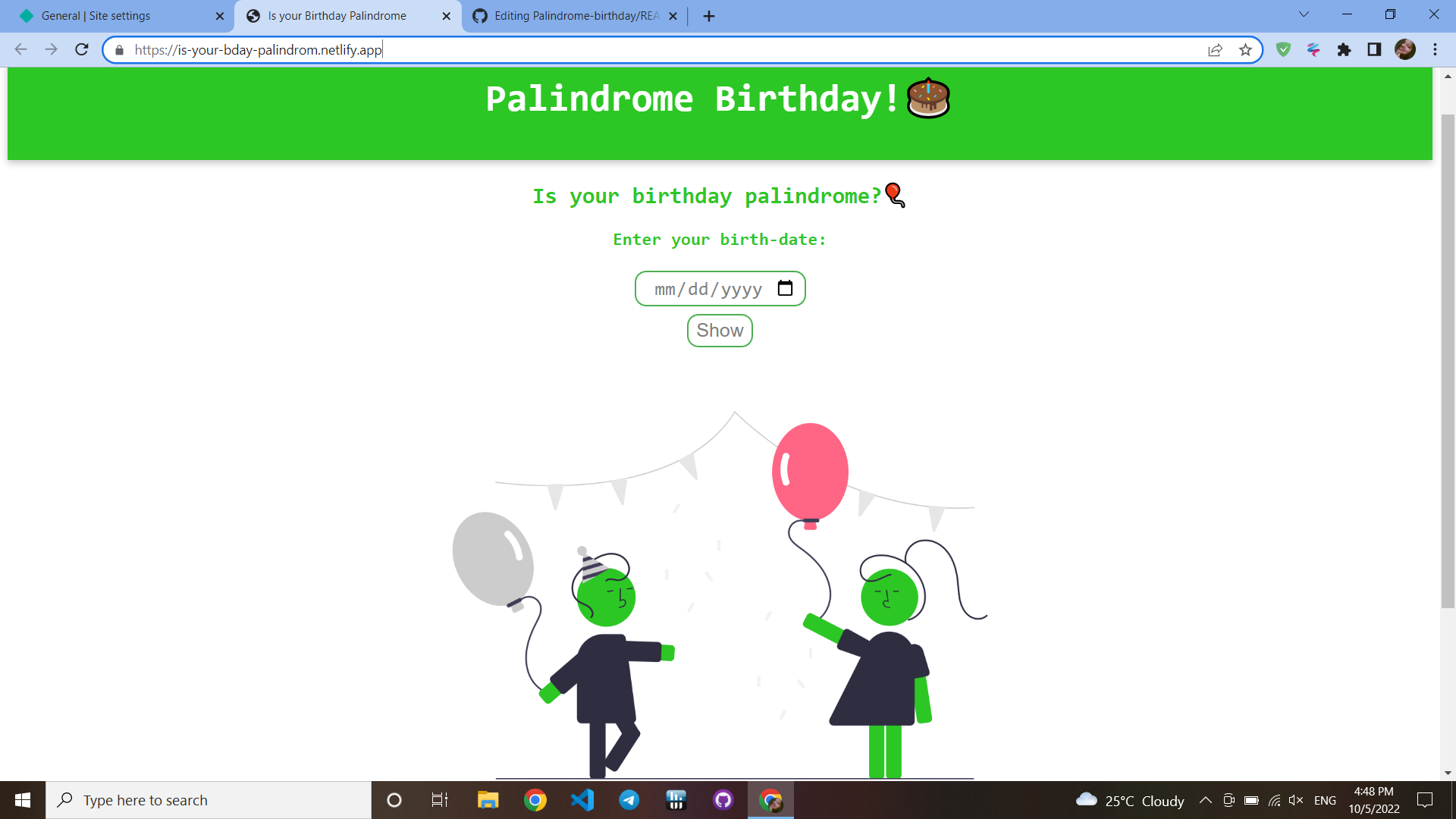 GitHub - santoshinij7/Palindrome-birthday: Is your birthday palindrom or not