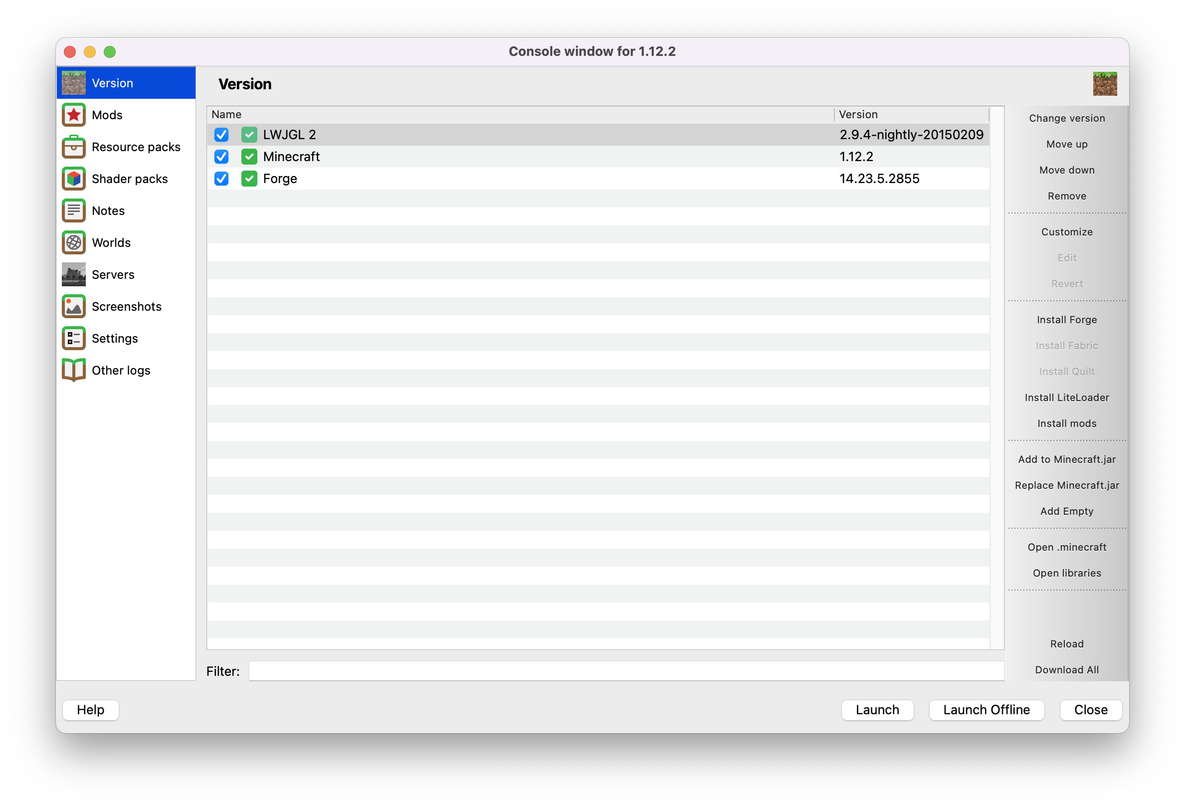 Remove some useless buttons from **Edit instance** -> **Version** menu · Issue #1036 · PolyMC ...
