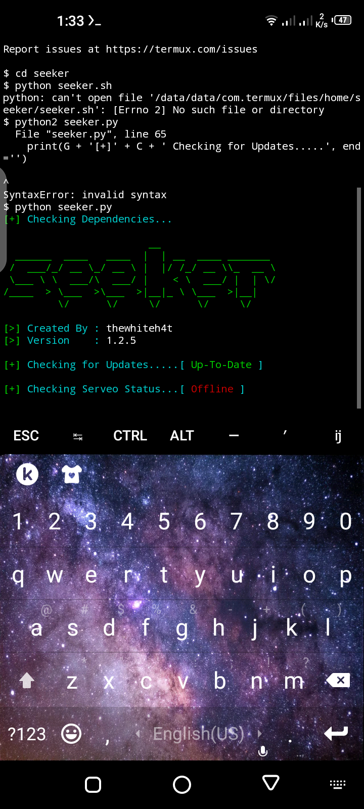 Seeker opening error · Issue #282 · thewhiteh4t/seeker · GitHub