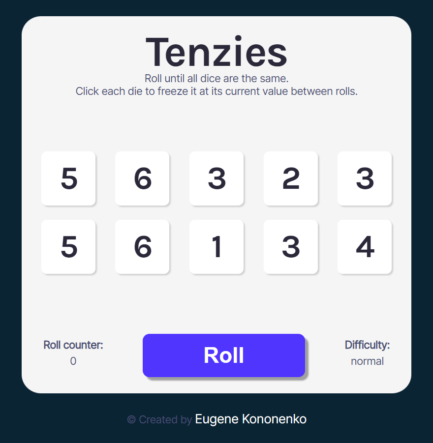 GitHub - TULENp/Tenzies: Tenzies game website