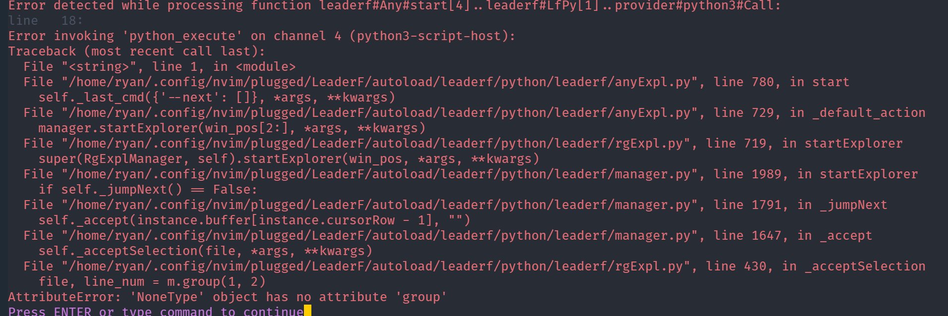 Leaderf --recall fail · Issue #625 · Yggdroot/LeaderF · GitHub