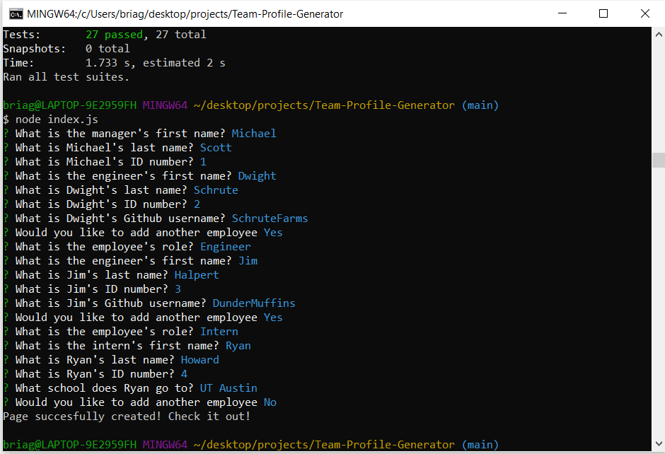 GitHub - BriagasD98/Team-Profile-Generator