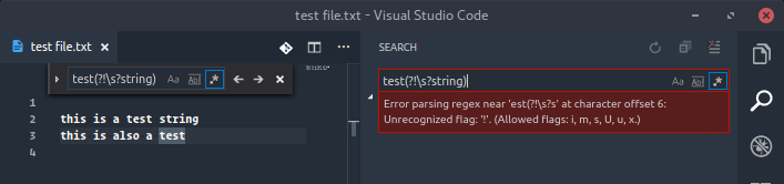 Valid Regex Lookahead Not Working On Folder Search · Issue 43584 · Microsoftvscode · Github 5978
