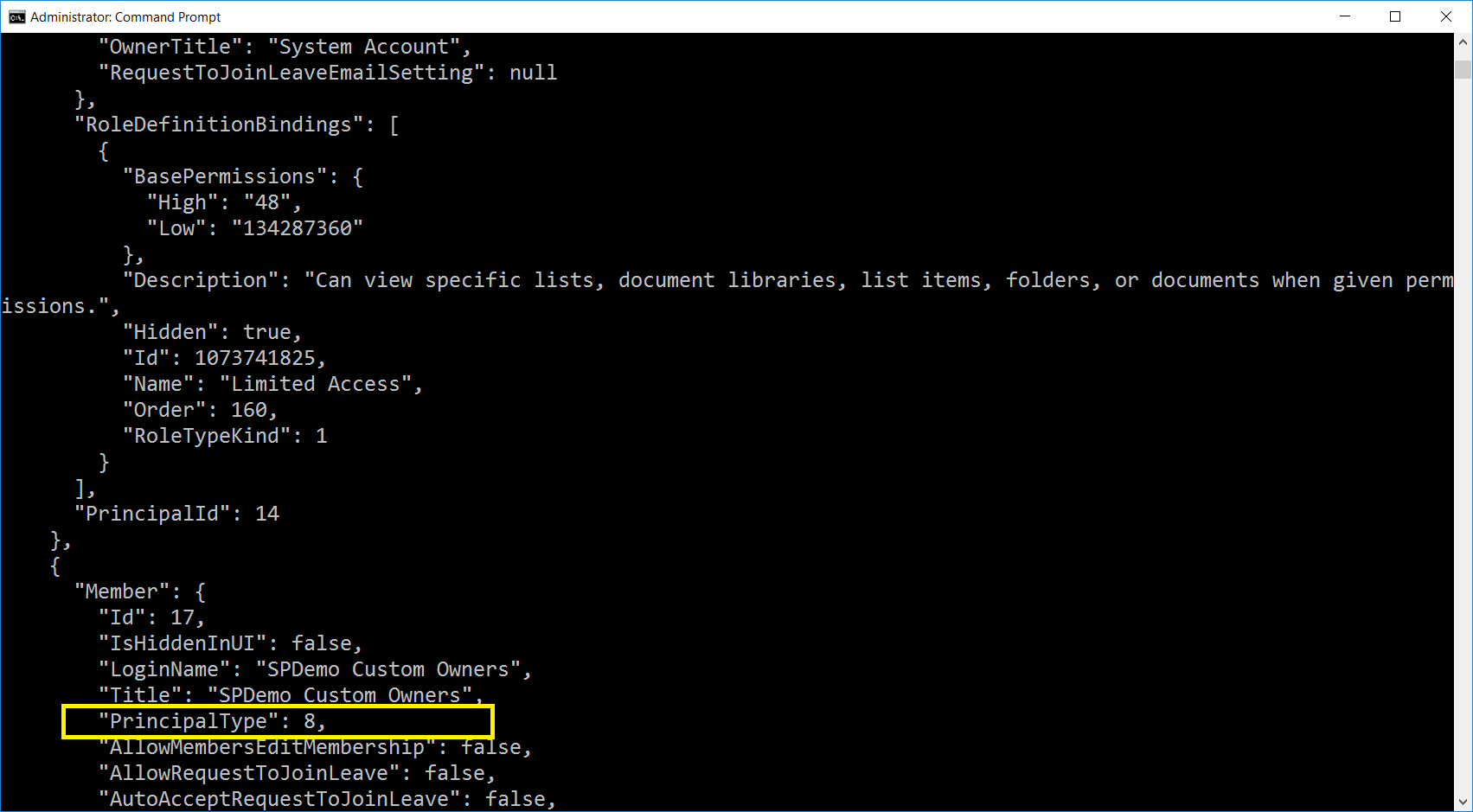 'spo list get' command returns PrincipalType as number instead of human readable string · Issue ...
