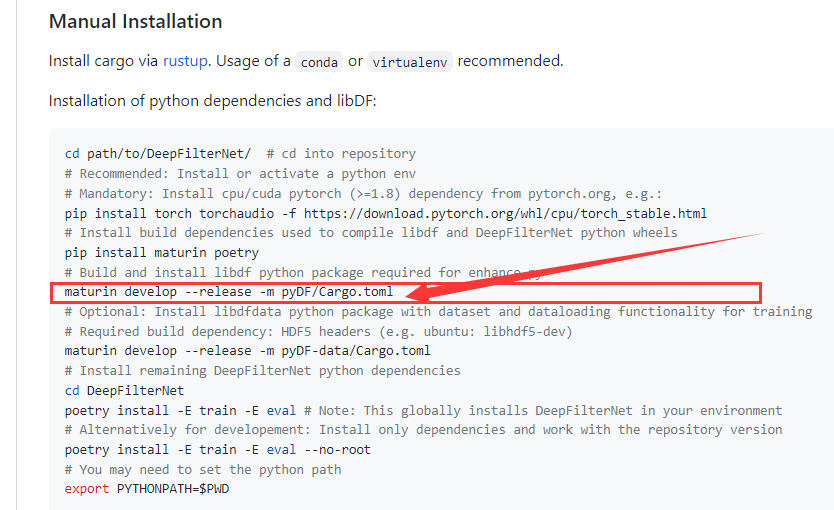 maturin failed · Issue #135 · Rikorose/DeepFilterNet · GitHub